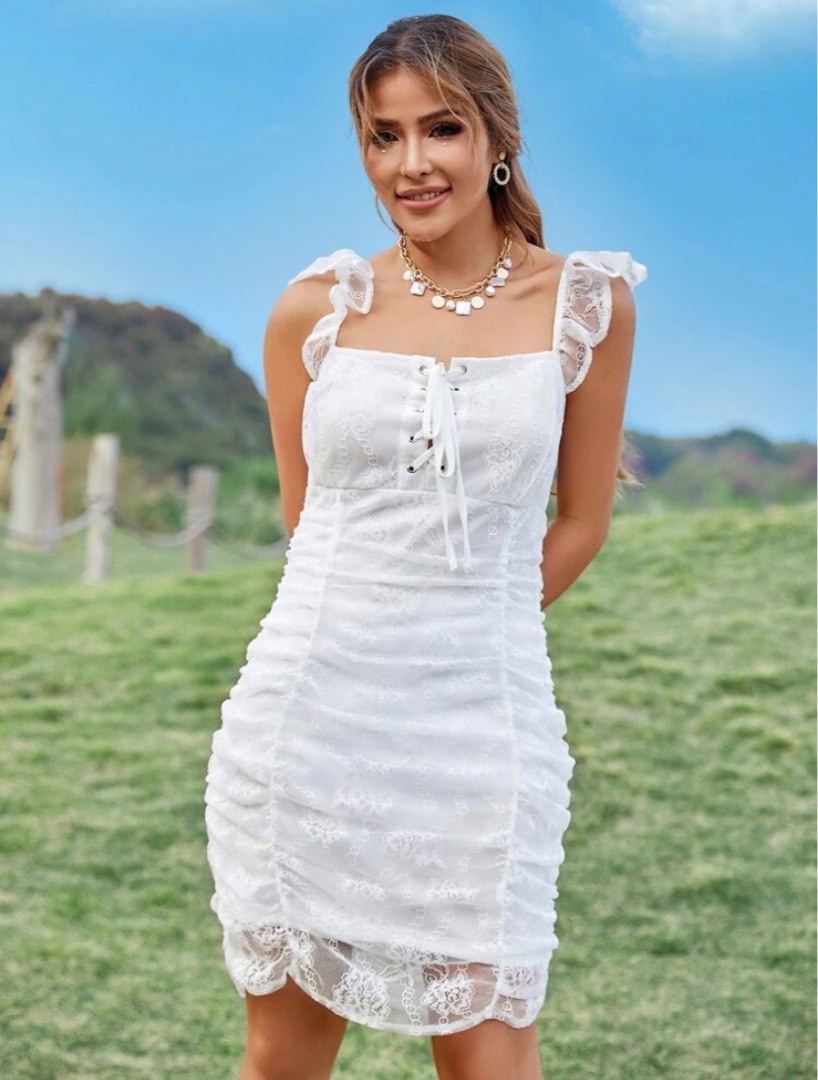 Shein White Dress, Women's Fashion, Dresses & Sets, Dresses on Carousell