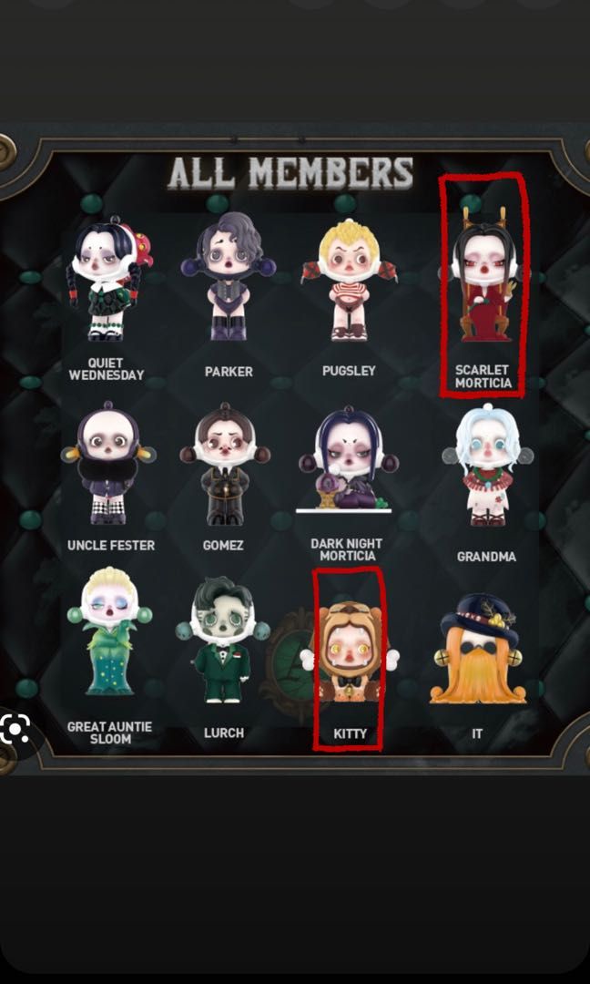 Skull Panda Addams Family Kitty Scarlet Morticia, Hobbies & Toys, Toys ...