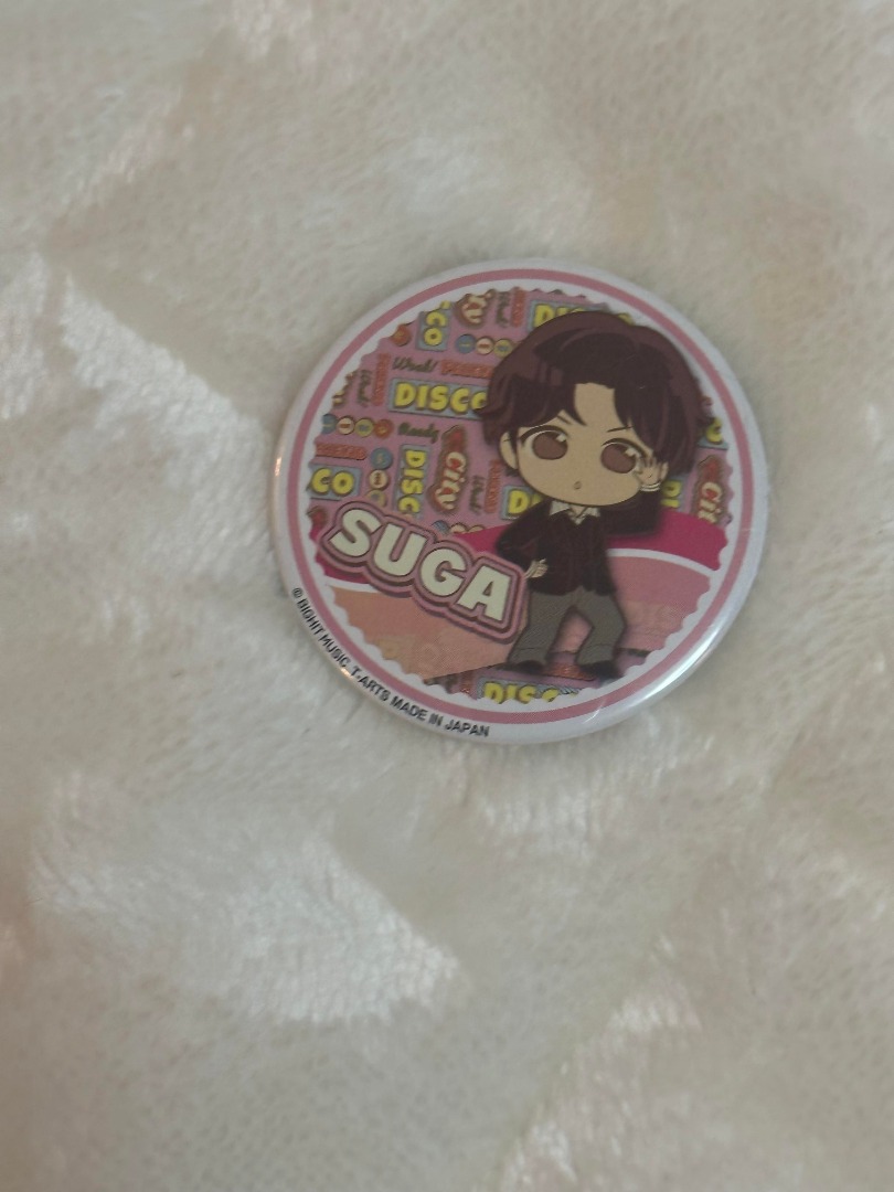 SUGA Pin Button BTS Tiny Tan. Bought in Japan, Hobbies & Toys ...