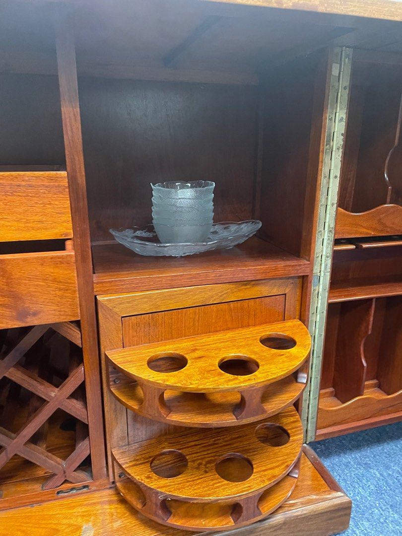 Teak Bar mother of pearl inlay, Furniture & Home Living, Furniture ...