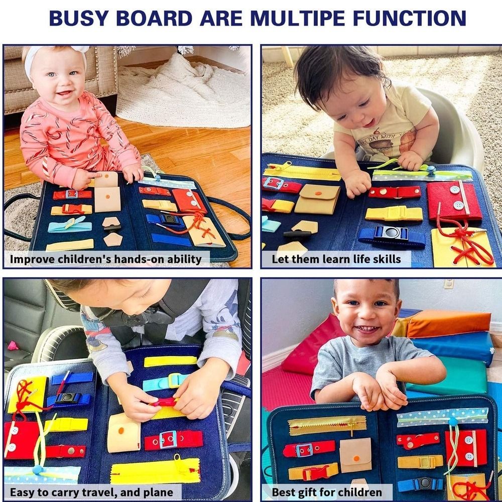 Toddler Busy Board - Montessori Sensory Activity Board for Toddler Age ...