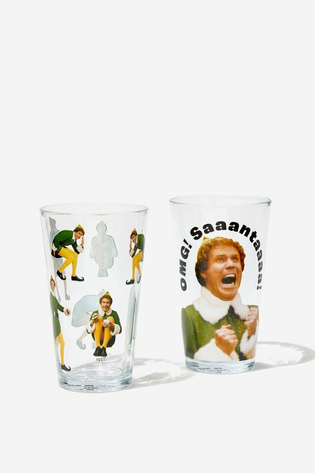 Typo Christmas Elf Glass Tumbler Set of 2, Furniture & Home Living ...