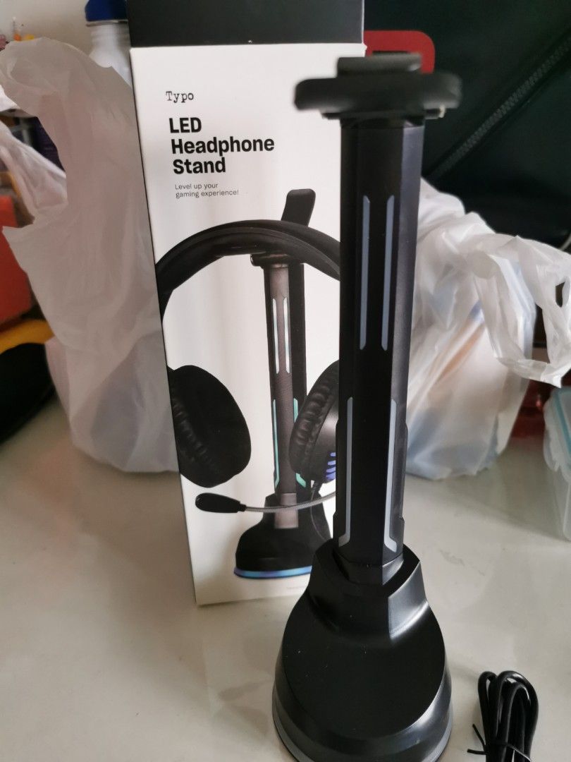 Typo Led Headphone Stand, Audio, Headphones & Headsets on Carousell