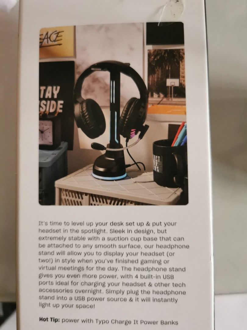Typo Led Headphone Stand, Audio, Headphones & Headsets on Carousell
