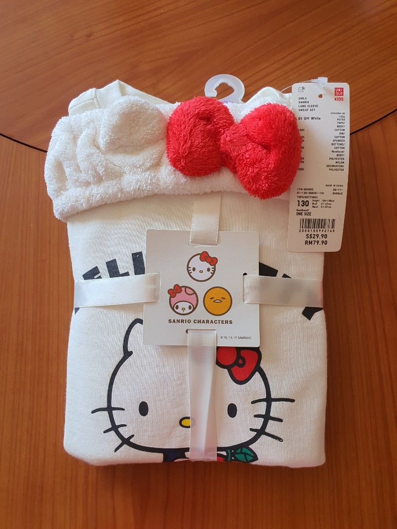 Uniqlo Hello Kitty long sleeve sweat set / pyjamas (original px $29.90 ...