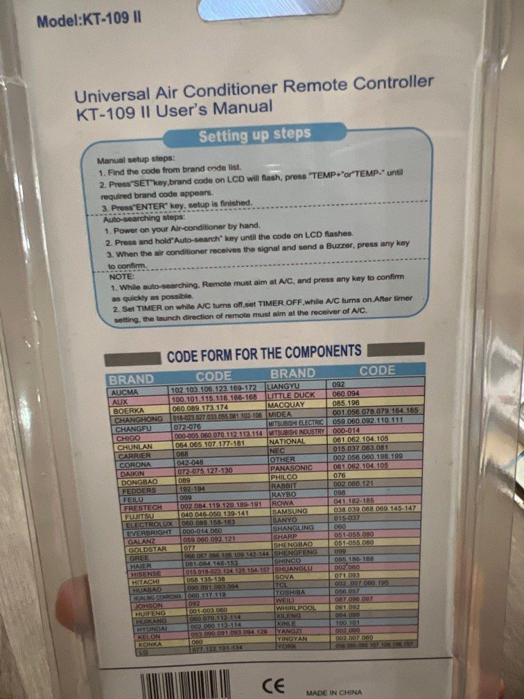 Universal Remote Control / KT109, TV & Home Appliances, TV ...