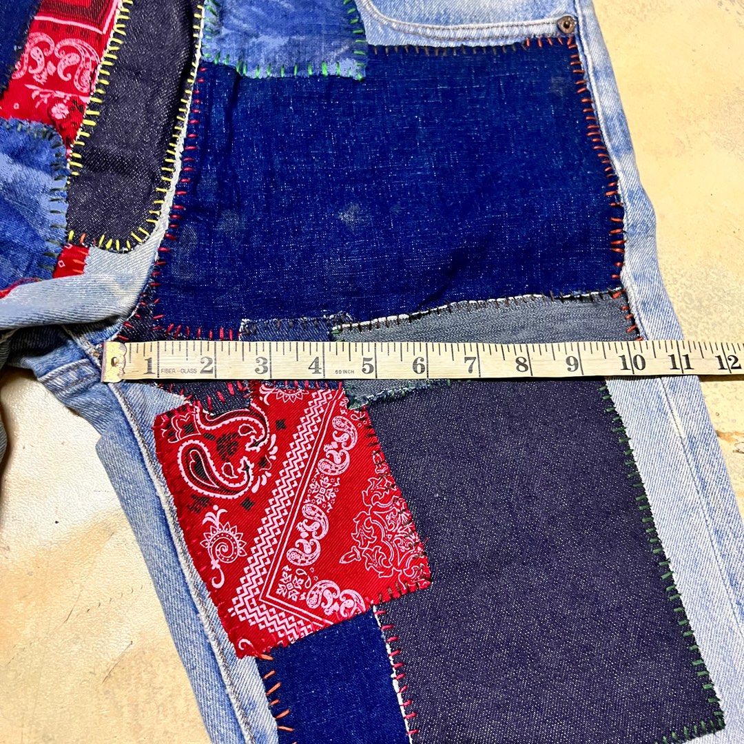 Vintage Levis Rework Patchwork, Men's Fashion, Bottoms, Jeans on Carousell