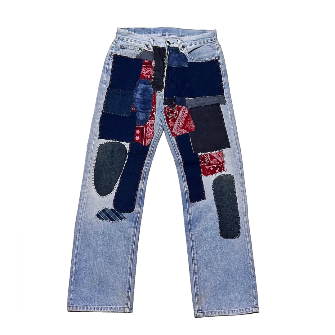Vintage Levis Rework Patchwork, Men's Fashion, Bottoms, Jeans on Carousell