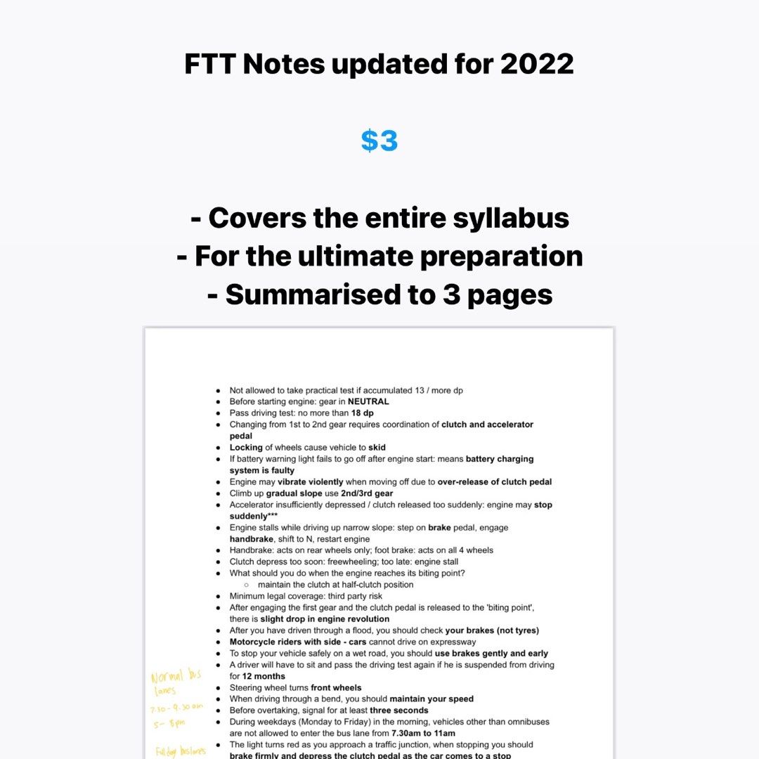 [With 2023 NOTES] BTT & FTT guide/question bank, driving test, over 40 ...