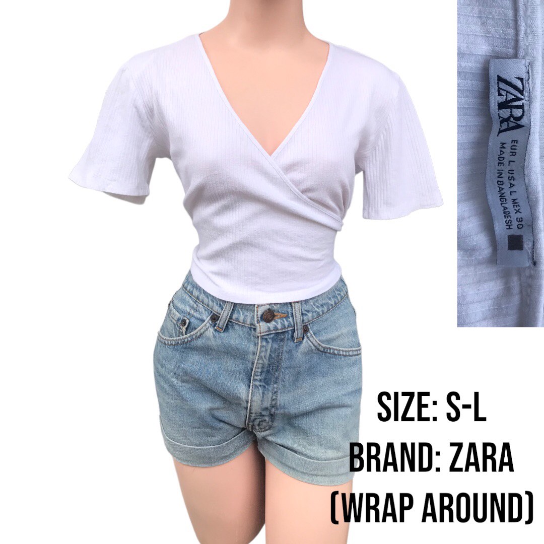 Zara White wrap around knitted top, Women's Fashion, Tops, Shirts on ...