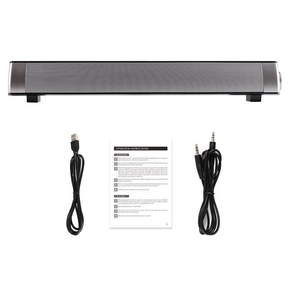 3511) Soundbar LP-S08 10W 2CH Wired / Wireless Bluetooth TV Speaker ...