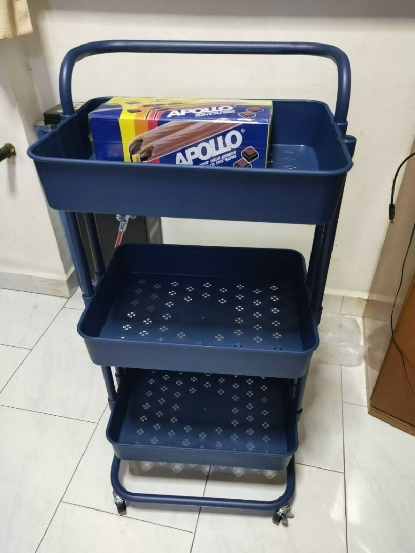 3 Tier Movable Trolley Cart Space Organizer, Furniture & Home Living ...