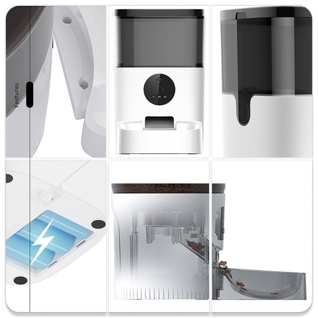 4L Dog & Cat Automatic Feeder WiFi Control Pet Food Dispenser with Meal Plan Timer & Detachable ...