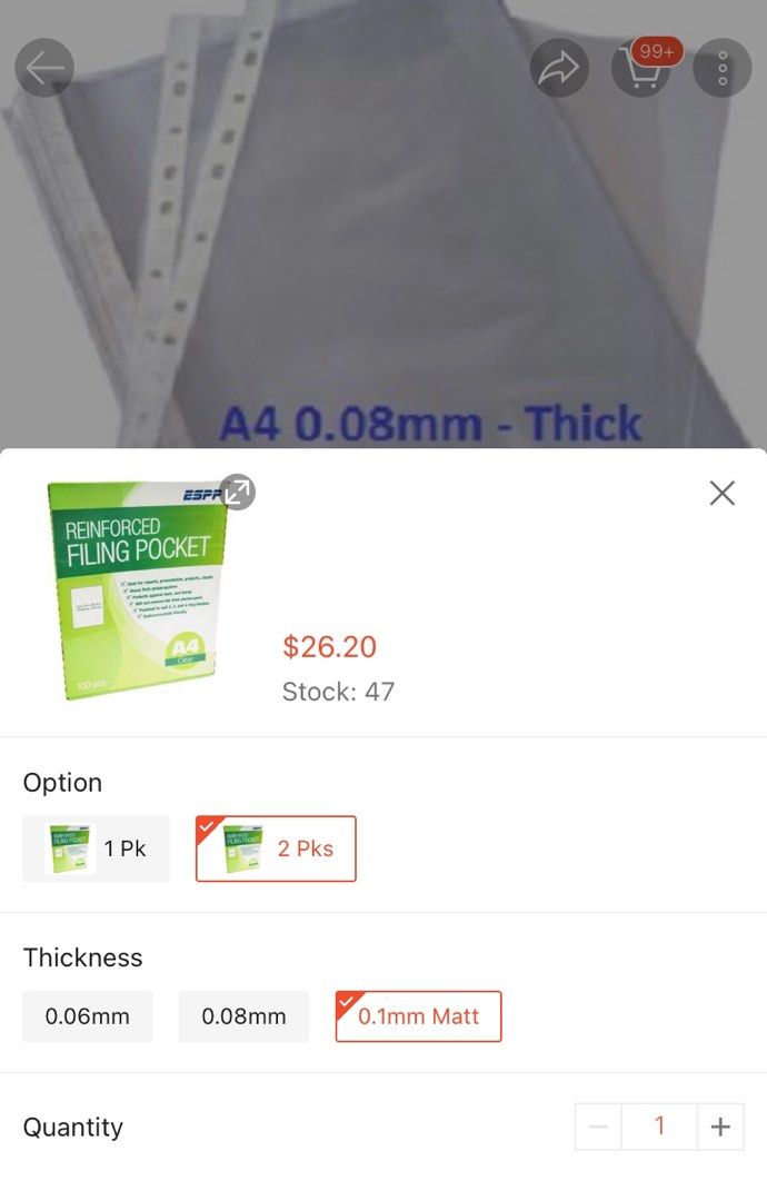 A4 sheet protector 0.1mm 180 PCs, Hobbies & Toys, Stationery & Craft ...