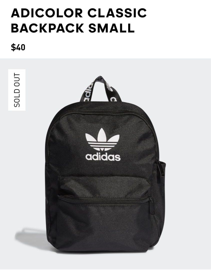 ADIDAS ADICOLOR CLASSIC BACKPACK SMALL (BLACK), Women's Fashion, Bags & Wallets, Backpacks on ...