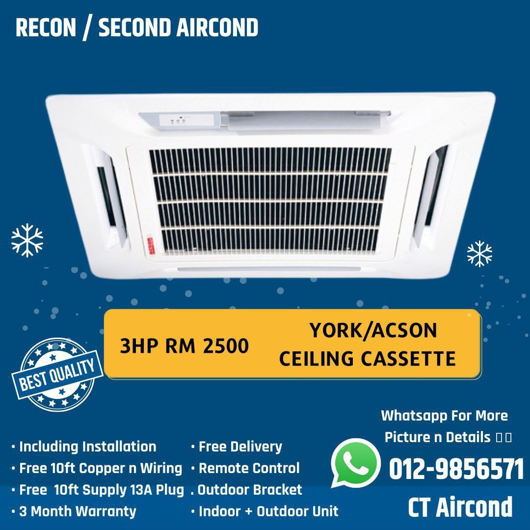 Aircond 3hp Acson Ceiling Cassette 49A, TV & Home Appliances, Air ...