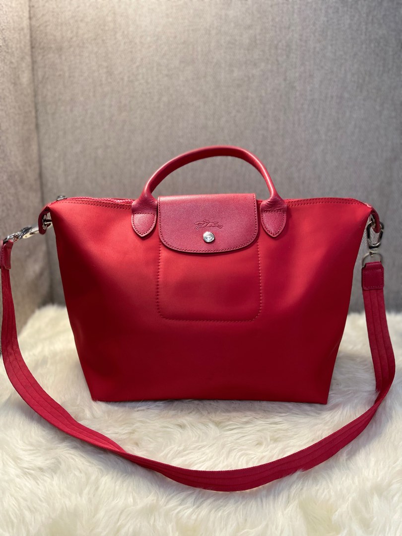 Authentic LONGCHAMP Neo RED MEDIUM Bag, Women's Fashion, Bags & Wallets ...