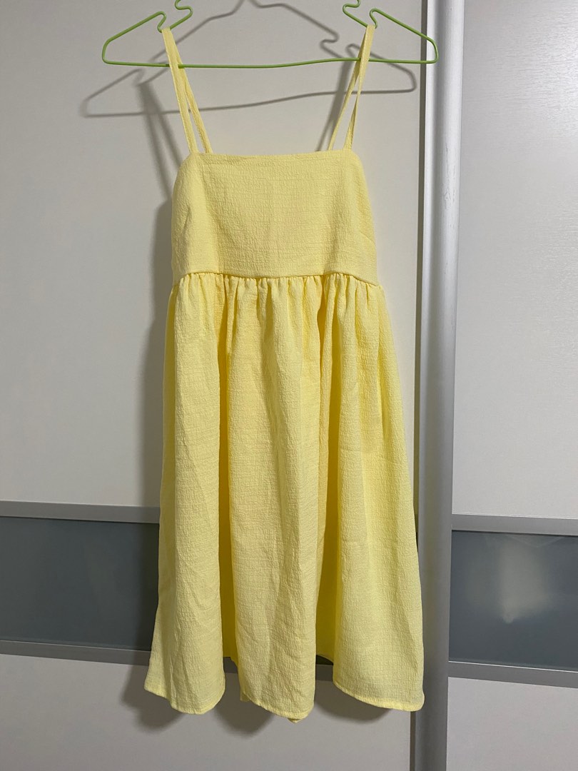 Babydoll Dress in Light Yellow, Women's Fashion, Dresses & Sets ...