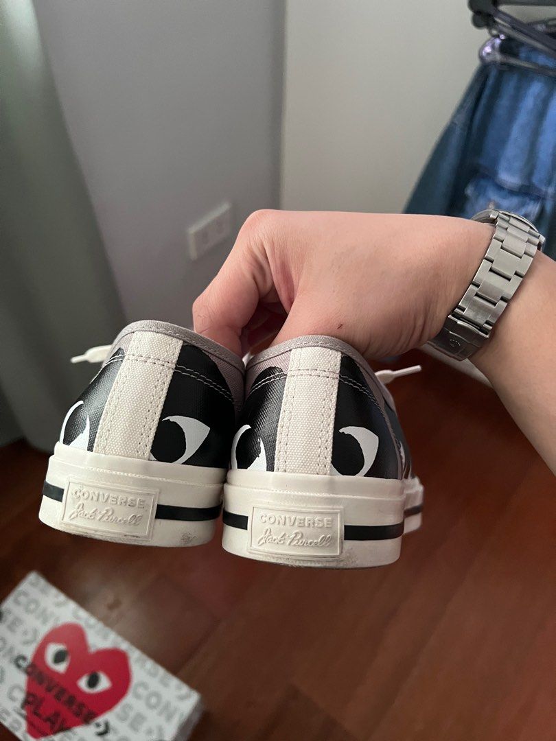 CDG Jack Purcell grey/black double heart, Men's Fashion, Footwear ...