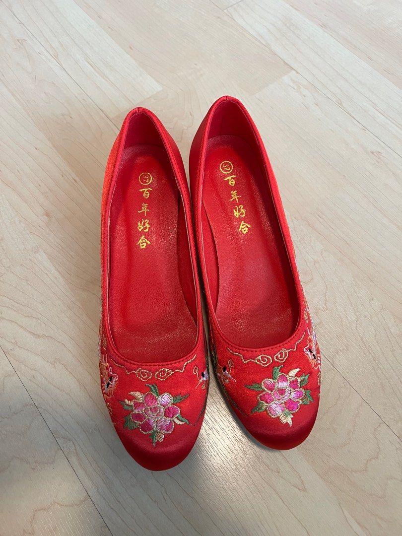 Chinese Wedding Shoes, Women's Fashion, Footwear, Heels on Carousell