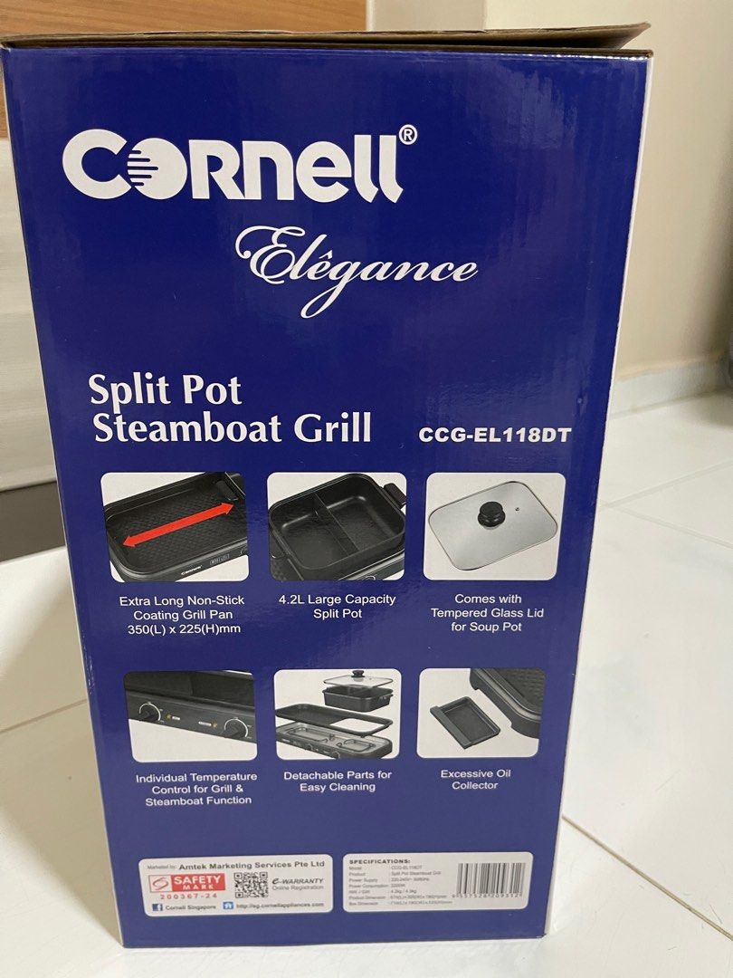 Cornell Split Pot Steamboat Grill, TV & Home Appliances, Kitchen ...