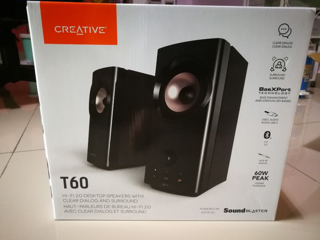Creative T60 2.0 powered active speaker, Audio, Soundbars, Speakers ...