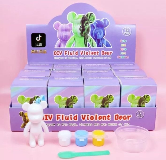 DIY Handmade Fluid Bear White Embryo Children Hand-Painted Vinyl Fluid ...