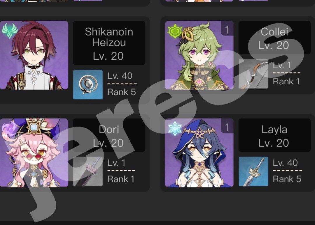 Duo Archon, Yelan, Childe(Tartaglia) & More AR55(Asia) Genshin Impact ...