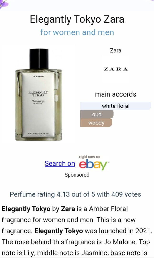 Elegantly Tokyo Unisex Parfum 75ml by ZARA Original Tester (NEW FULL ...