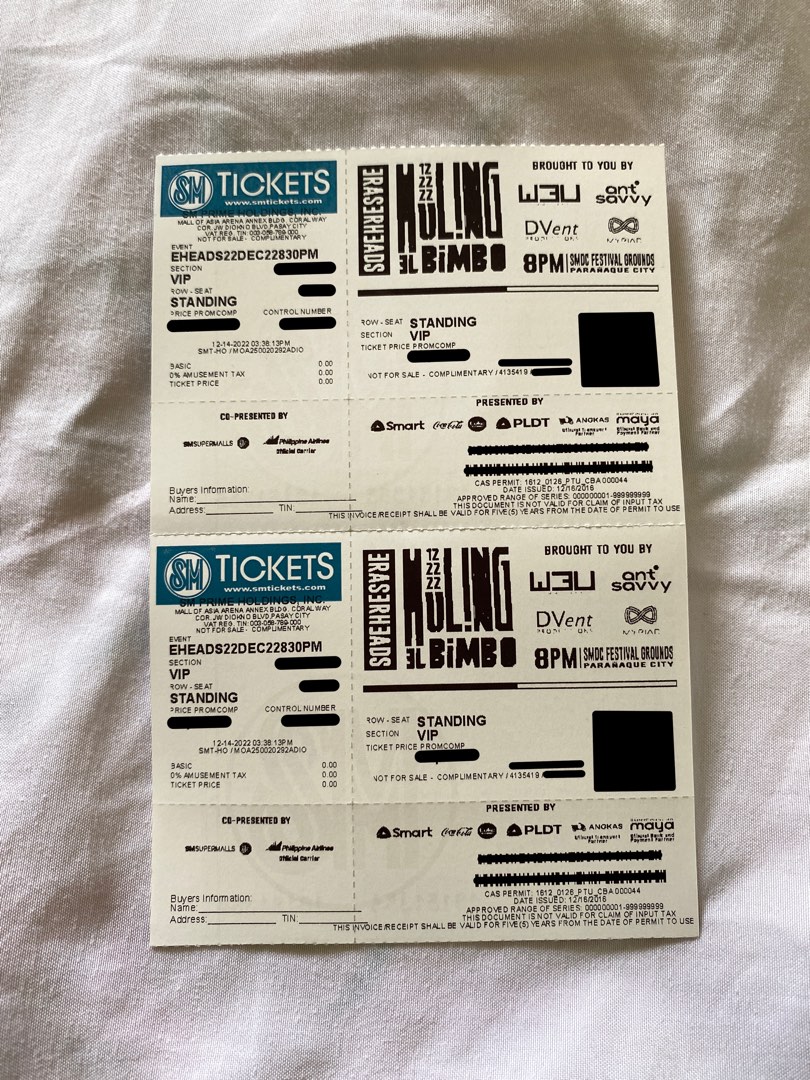 Eraserheads Huling El Bimbo - 2 VIP Tickets, Tickets & Vouchers, Event Tickets on Carousell
