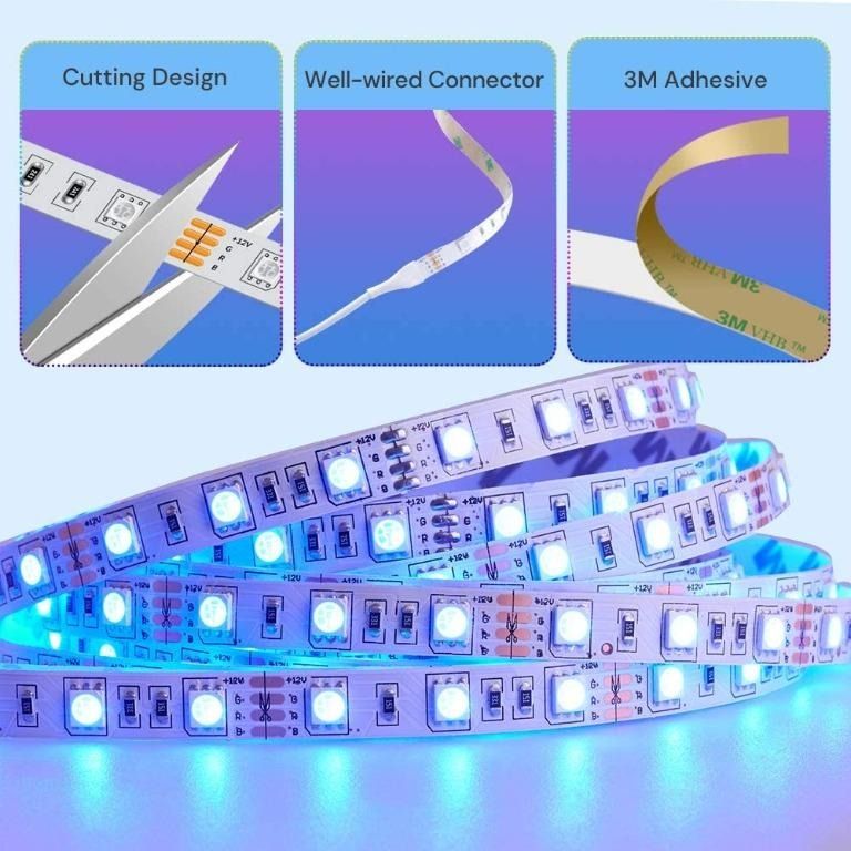 Govee LED Strip Lights, 5m Bluetooth Music Sync RGB Lighting Strip with ...