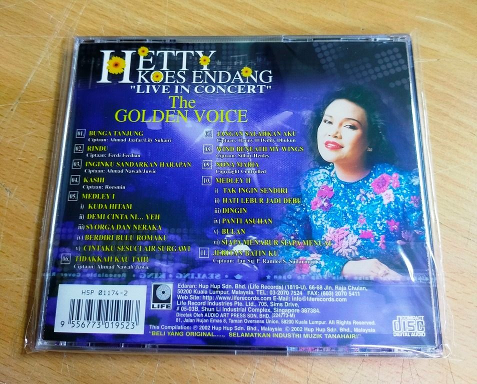 Hetty Koes Endang Live In Concert The Golden Voice Audio CD Original New And Sealed, Hobbies ...
