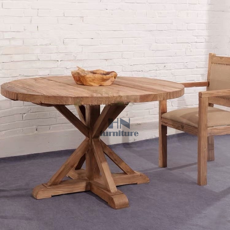 hn-0362 Rustic Pedestal Dining Table, Furniture & Home Living ...