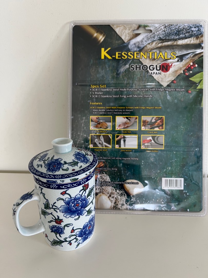 K-essentials by SHOGUN JAPAN set + porcelain cup, Furniture & Home Living, Kitchenware ...