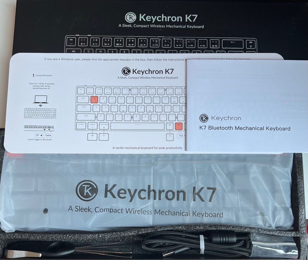 Keychron K7 low-profile wireless Bluetooth mechanical keyboard Optical RGB backlight Banana ...