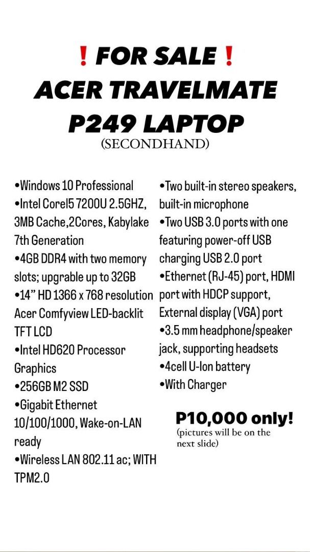 Laptop - Acer Travelmate P249 (7th Gen), Computers & Tech, Laptops ...