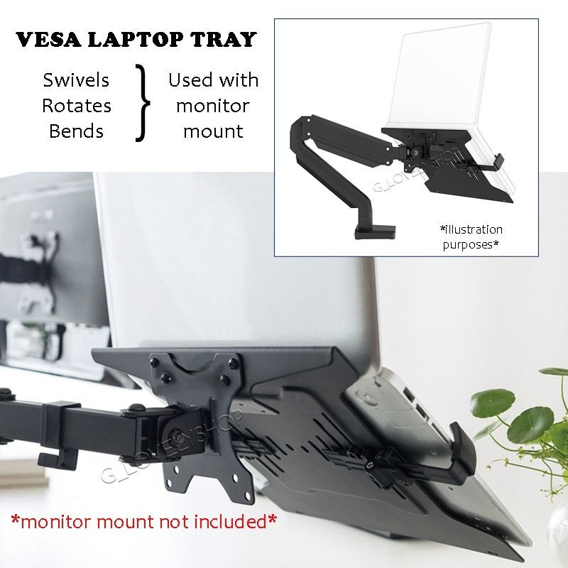 Laptop Holder Stand VESA Adapter Tray for Monitor Mount Arms, Computers ...
