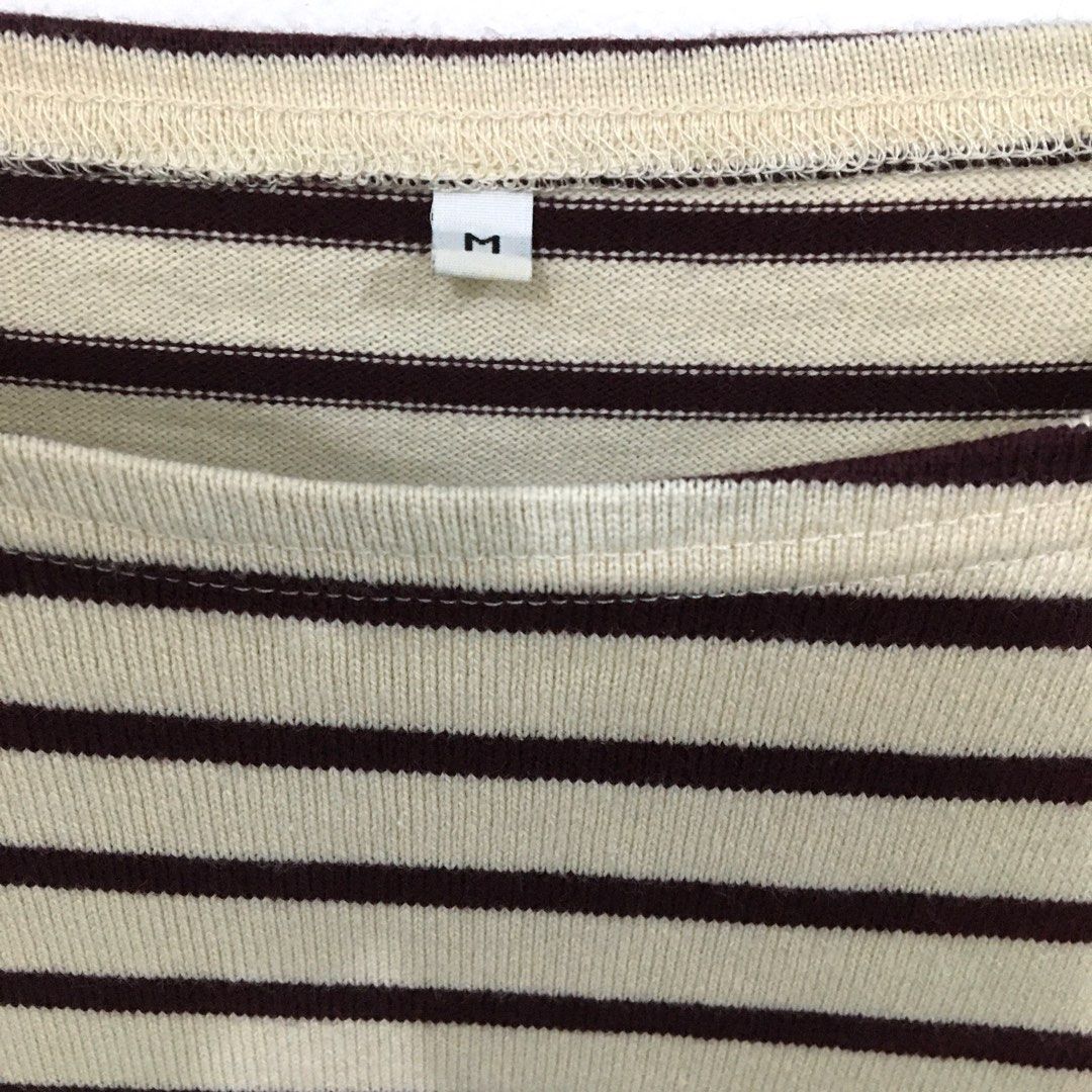 Muji Dark Brown Striped 100% Organic Cotton Minimalist Dress, Women's ...