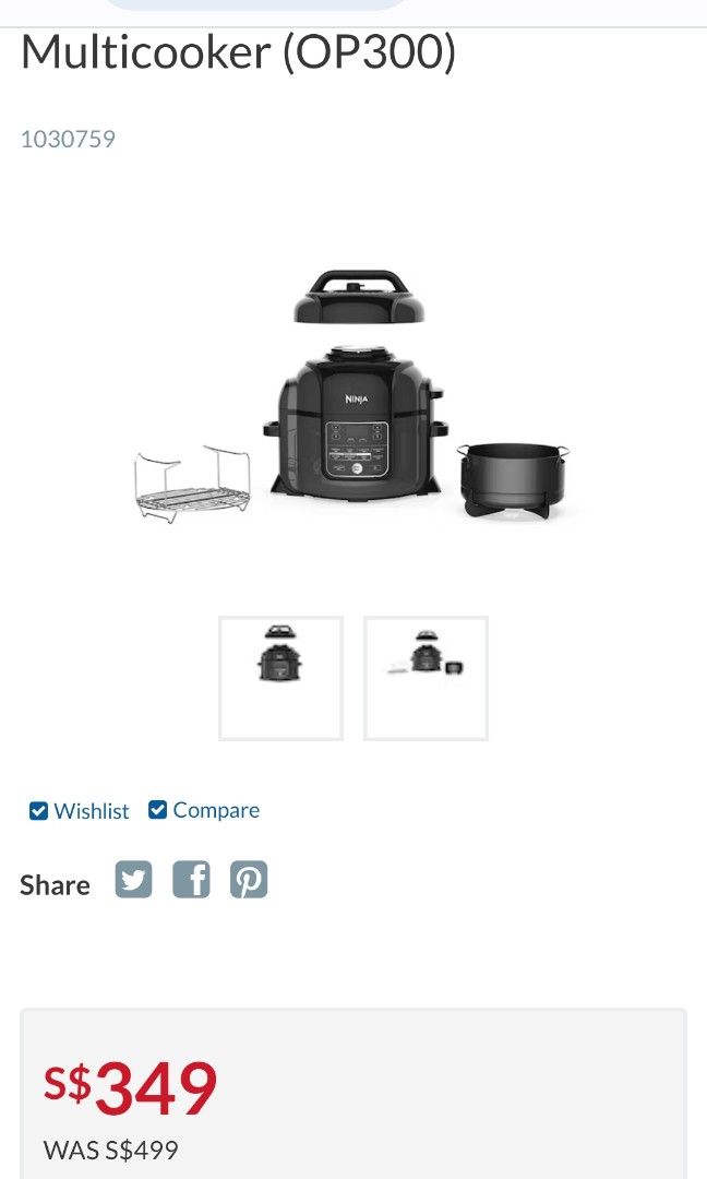 Ninja Foodie 8 in 1 Multicooker OP300: Pressure cooker + Airfryer, TV & Home Appliances, Kitchen ...