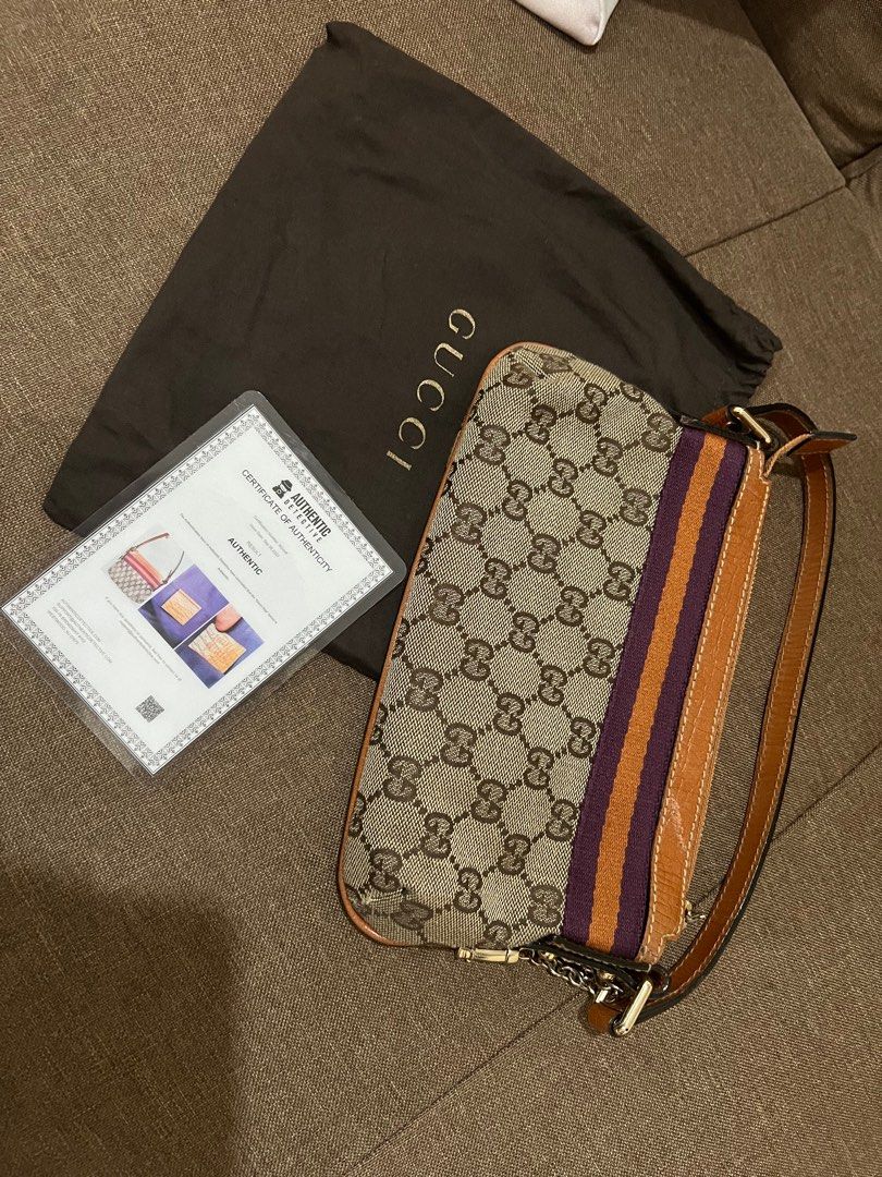 Original Gucci Monogram Pochette (Certificate of Authenticity), Luxury ...