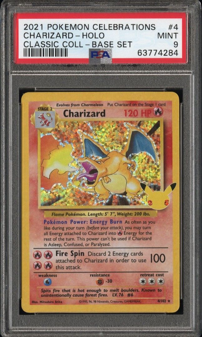 Pokemon GRADED Card - PSA 9: CHARIZARD #4/102 - HOLO (BASE SET ...