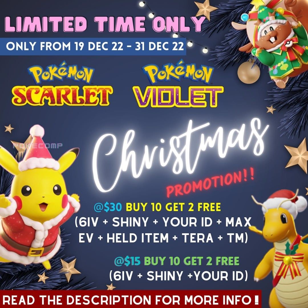 Pokemon Scarlet/Violet Shiny custom battle ready Tera Raid 6IV Pokedex Completion, Video Gaming ...