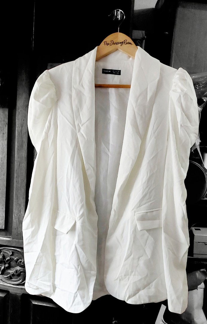 Pure White Puff sleeves Coat, Women's Fashion, Coats, Jackets and ...