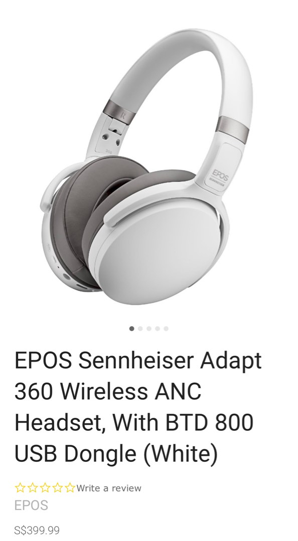 SENNHEISER HEADPHONE ADAPT 360 WHITE, Audio, Headphones & Headsets on ...
