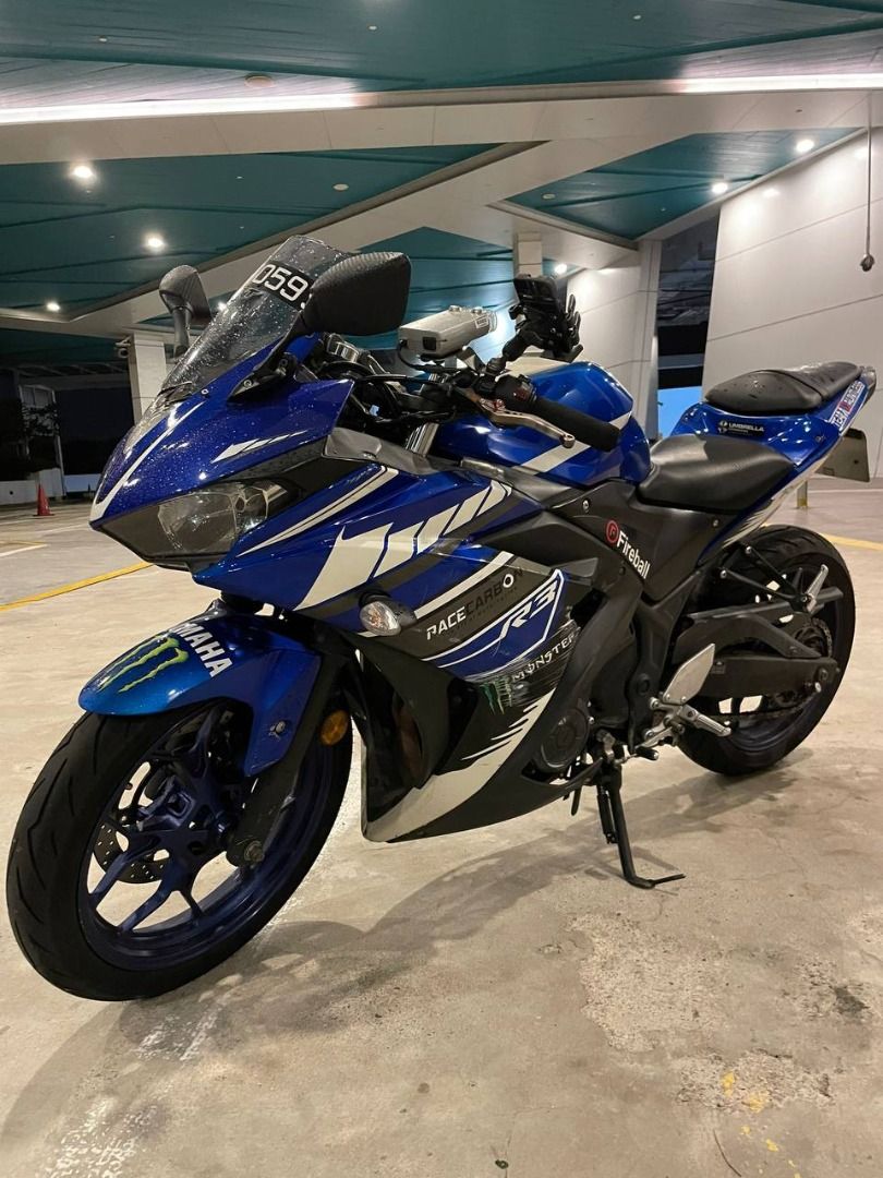 Sleek blue Yamaha Yzf-R3 Aftermarket fairings, Motorcycles, Motorcycle ...