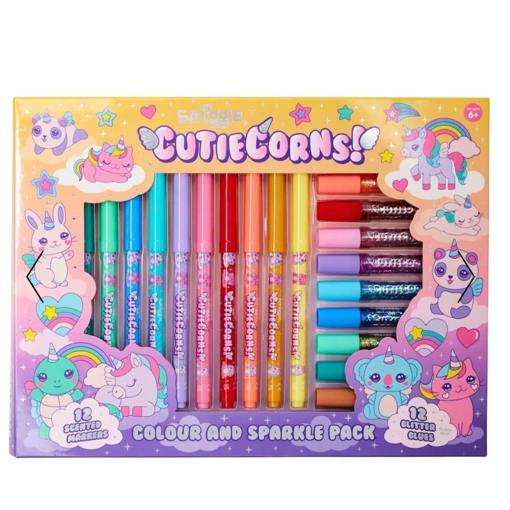 SMIGGLE SCENTED MARKER & GLITTER GLUE PACK, Hobbies & Toys, Stationary ...