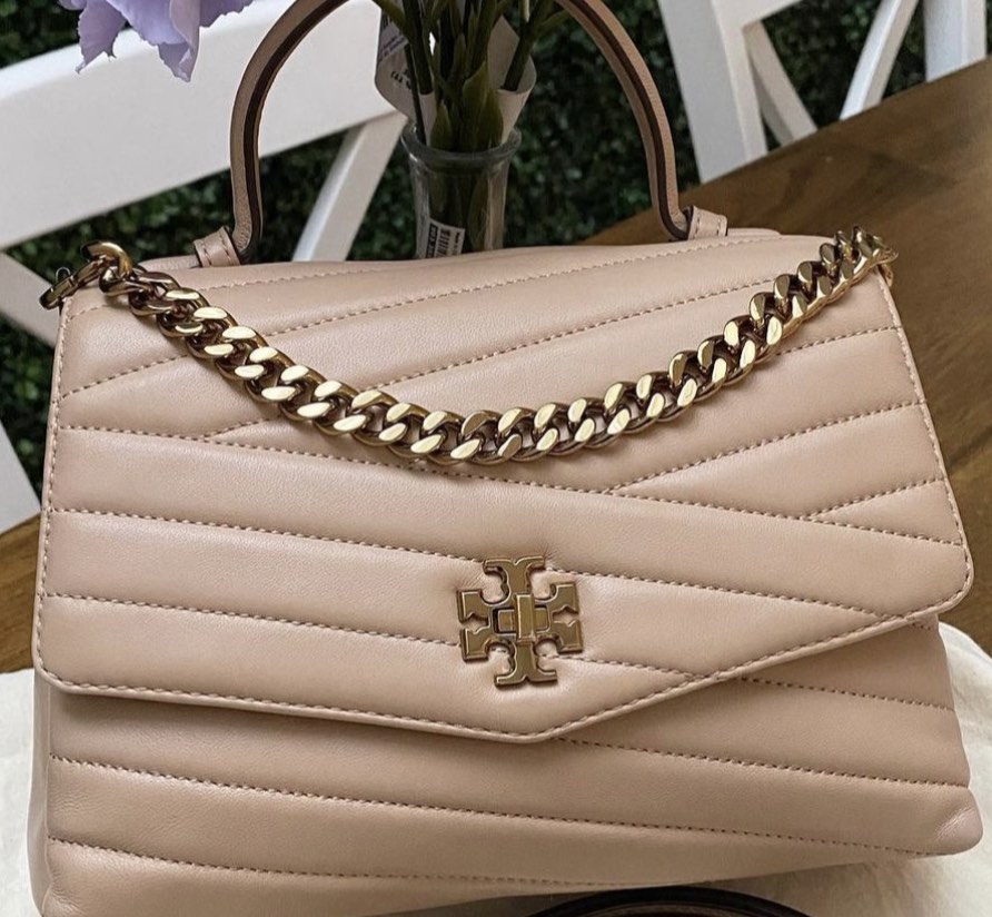 tory burch kira top handle devon sand, Luxury, Bags & Wallets on Carousell