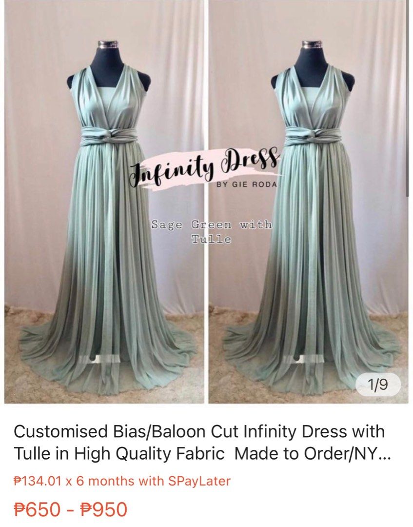 Tulle Infinity Dress for Adults - Sage Green, Women's Fashion, Dresses ...