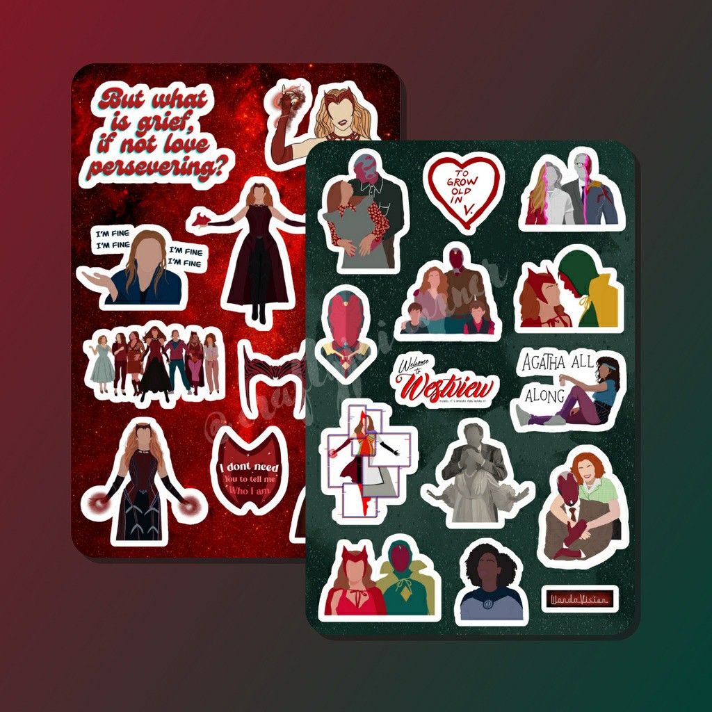 WandaVision & Wanda Maximoff - Marvel | Kiss-Cut Premium Vinyl Sticker ...