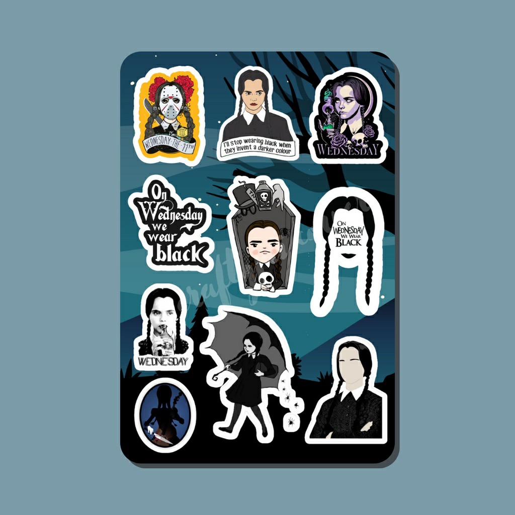 Wednesday Addams - Addams Family | Kiss-Cut Premium Vinyl Sticker Sheet ...